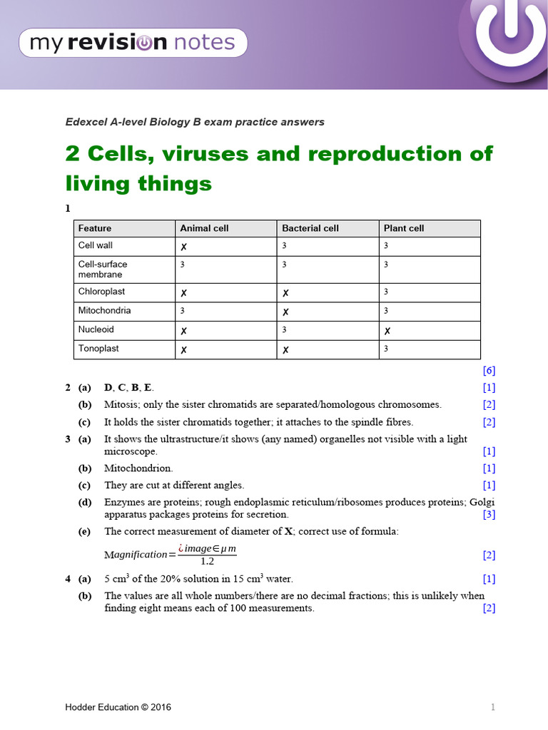 EPAs Biology B A - Level Ch2 | PDF | Mitosis | Cell (Biology)