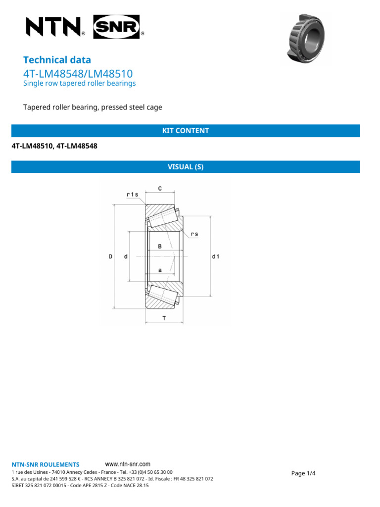LM48548/LM48510 Bearing Specifications | PDF | Bearing (Mechanical ...