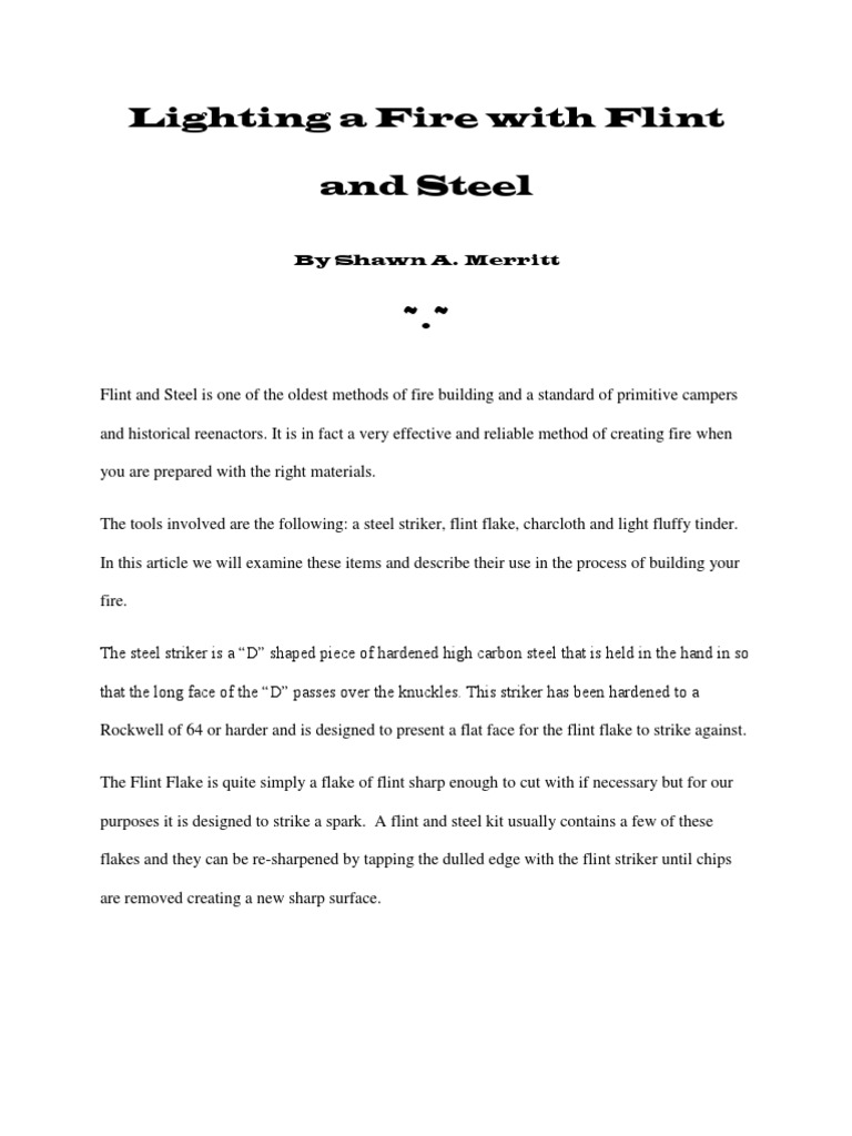 Fire Starting with Flint and Steel | PDF | Flint | Steel