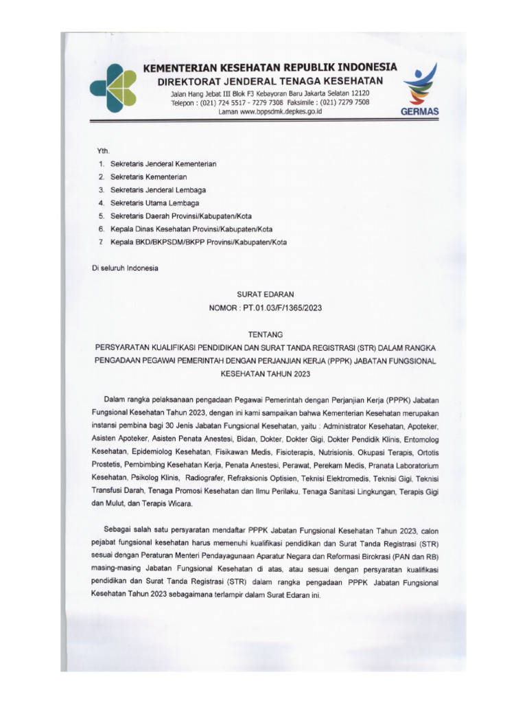 Lampiran Iv Surat Edaran Dirjen Kemenkes | PDF
