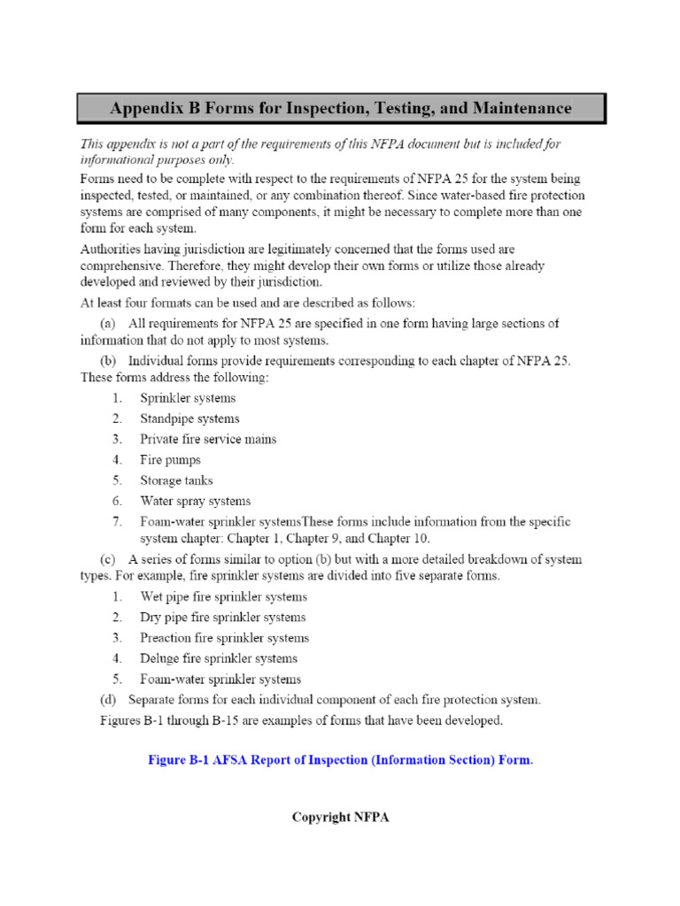 Appendix B Forms For Inspection, Testing, and Maintenance - PDF | PDF