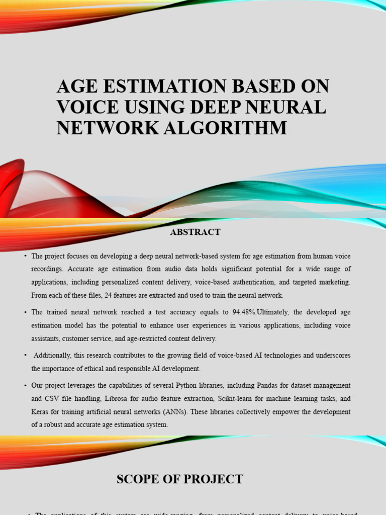 Age Estimation Using Voice | PDF | Artificial Intelligence | Intelligence (AI) & Semantics