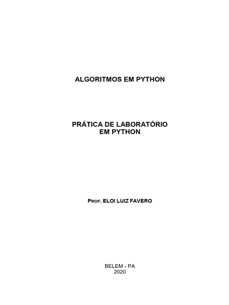 Algortimos em Python Prof. Eloi Favero - 2021 | PDF