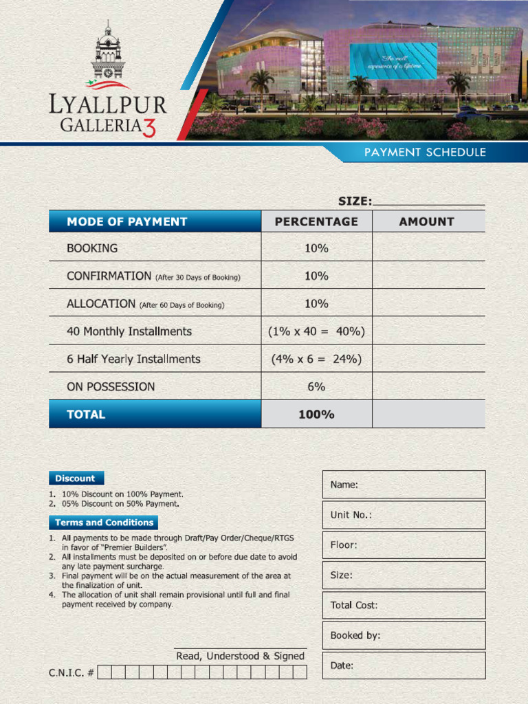 Lyallpur Galleria Phase 3 Payment Plan | PDF