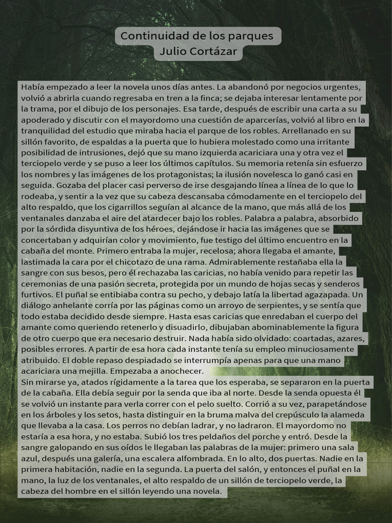 Continuidad de Los Parques - JCortázar | PDF
