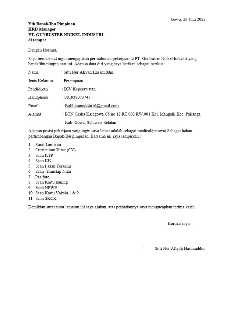 Lamaran Pekerjaan di PT GNI | PDF