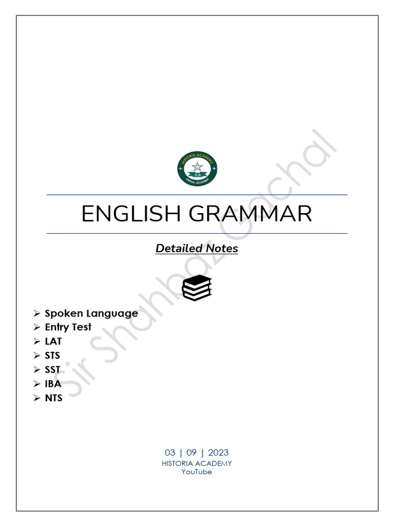 Detailed Notes of English Grammar | PDF | Pronoun | Verb