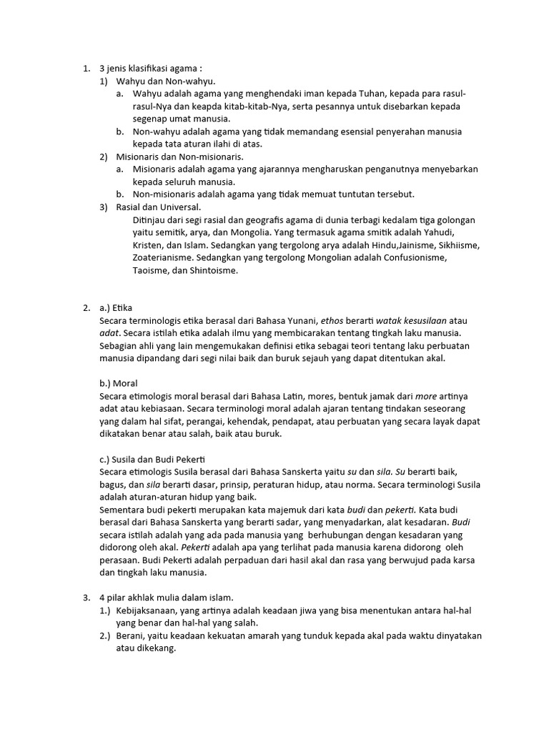 3 Jenis Klasifikasi Agama | PDF