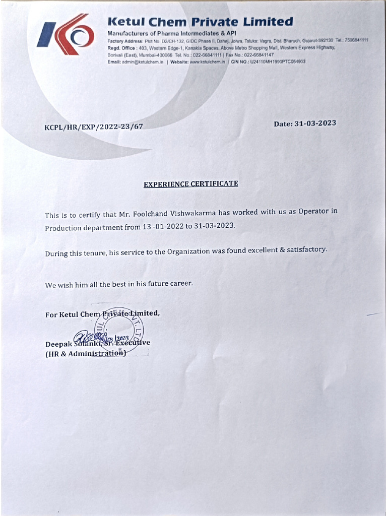 Experience Letter ? | PDF