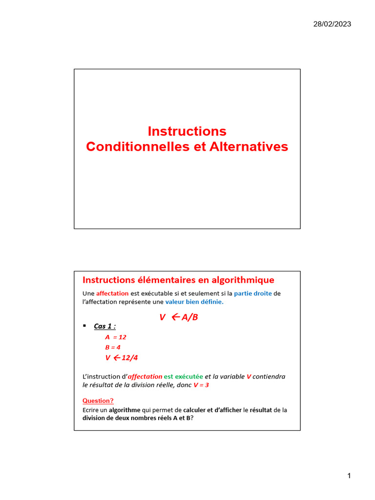 Diapos2 S3 S4 Algorithmique Structures Conditionnelles 2022-2023 | PDF Diapos2 S3 S4 Algorithmique Structures Conditionnelles 2022-2023 | PDF