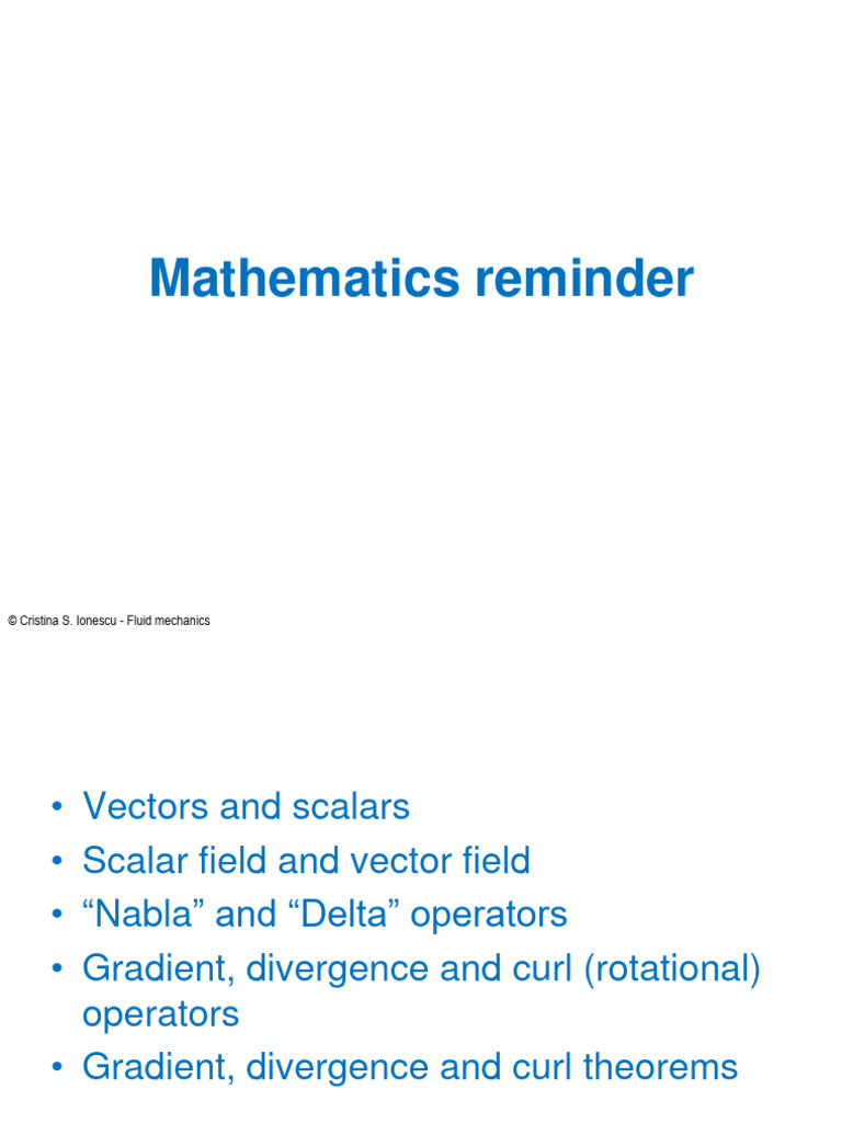 Mathematics Reminder | Download Free PDF | Euclidean Vector | Divergence