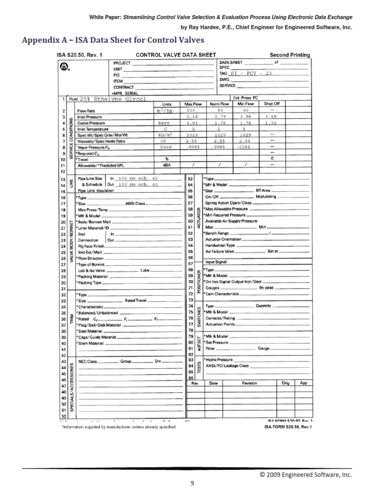 ISA Control Valve Datasheet | PDF