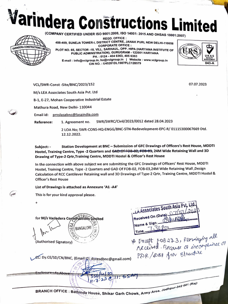 Varindera Constructions GFC Drawings Submission | PDF