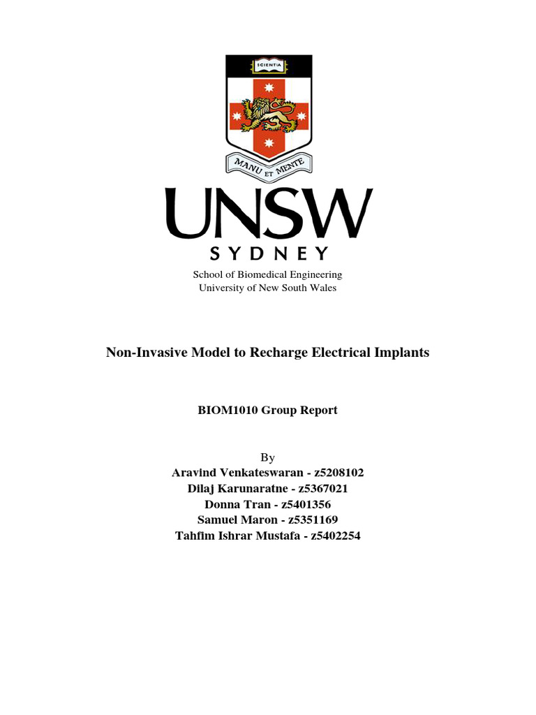 Non-Invasive Model To Recharge Electrical Implants Group Report | PDF ...