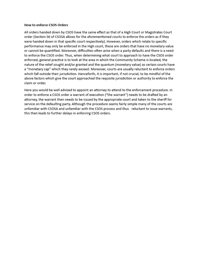 How To Enforce Enforcment ORders (Memo) | PDF