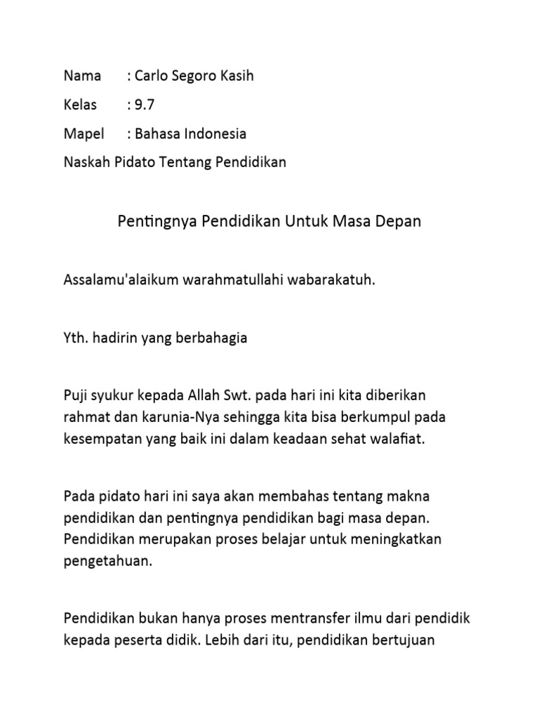 Naskah Pidato Pendidikan | PDF | Karier & Perkembangan