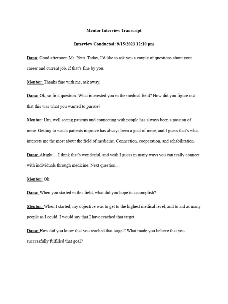 Mentor Interveiw Transcript | PDF