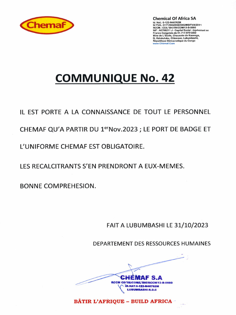Communique No42 | PDF