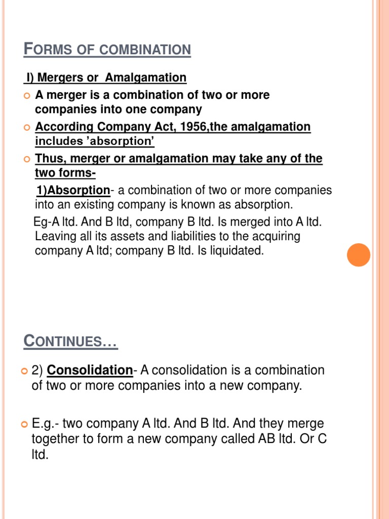 Amalgamation Merger Acquisition Takeover | PDF | Consolidation ...
