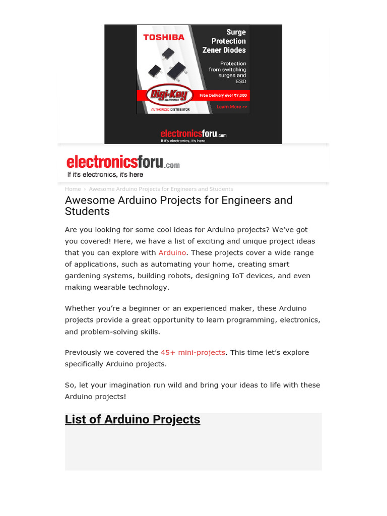 25+ Creative Arduino Projects and Ideas For Engineers | PDF | Home ...