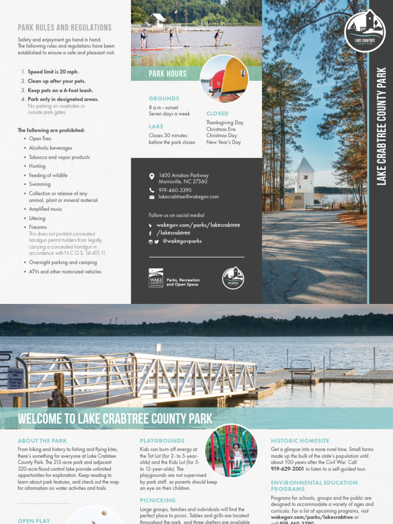 Lake Crabtree County Park Brochure 2020 | PDF