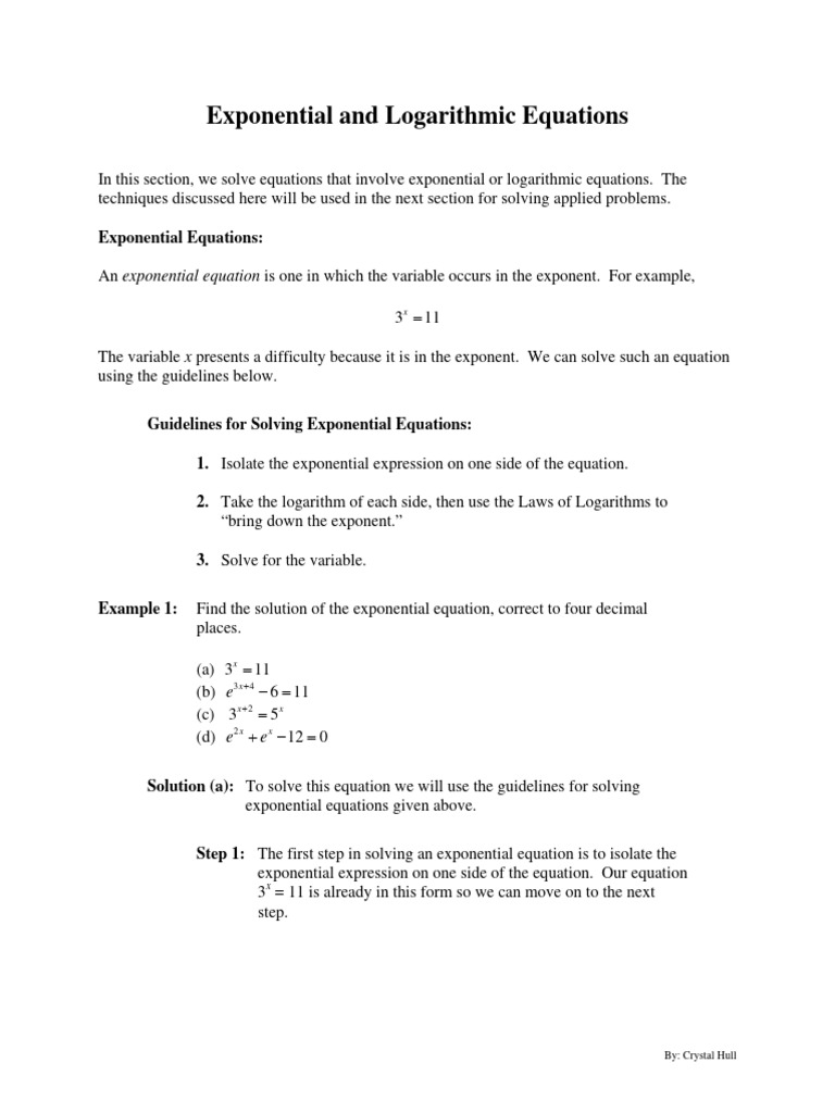 Math1414 Exponential Logarithmic Equations | PDF