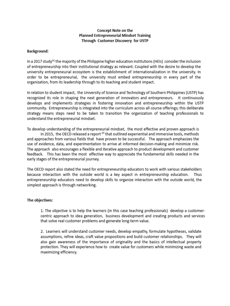 Concept Note of The Train The Trainers Program | PDF | Entrepreneurship ...