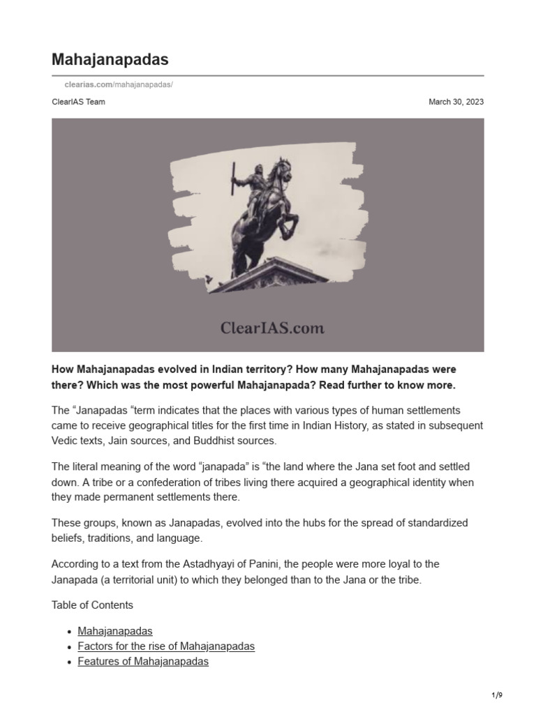 Mahajanapadas | PDF | Ancient India | South Asia