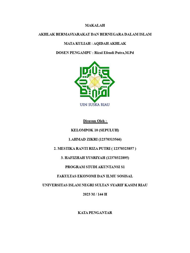 MAKALAH Aqidah Akhlak Kelompok 10 | PDF