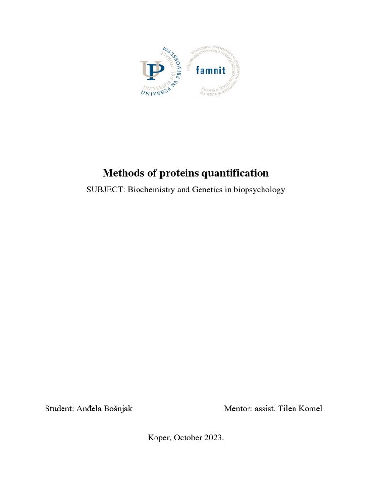 Methods of Proteins Quantification | PDF | Proteins | Elisa