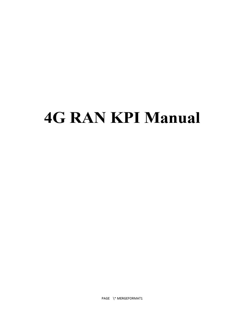 4G RAN KPI Manual (1030) | PDF | Radio Resource Management ...