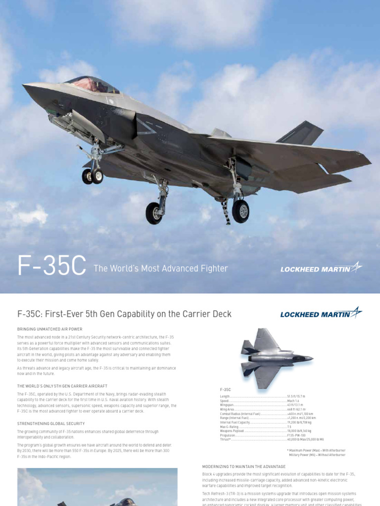F-35C Product Card | PDF | Lockheed Martin F 35 Lightning Ii | Aircraft ...