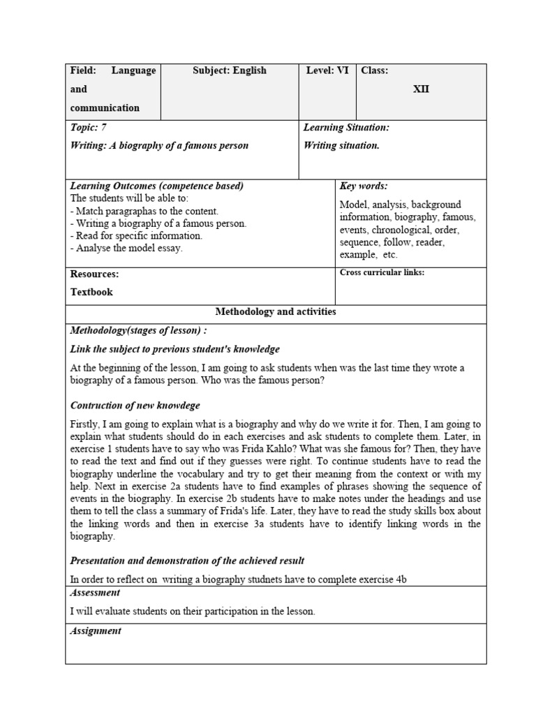 7.writing. A Biography of A Famous Person | PDF | Information | Study ...
