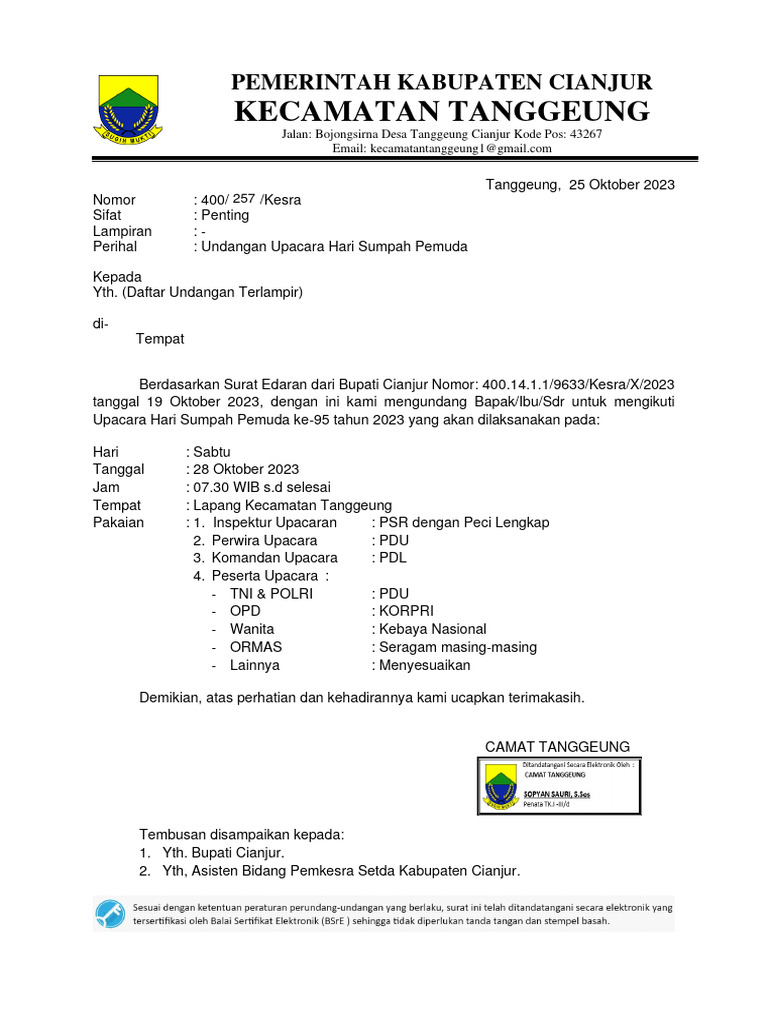 Undangan SUmpah Pemuda - Sign | PDF