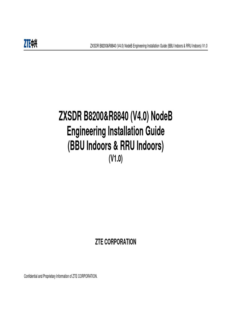 ZXSDR B8200&R8840 NodeB Installation Guide | PDF | Screw | Electrical Connector