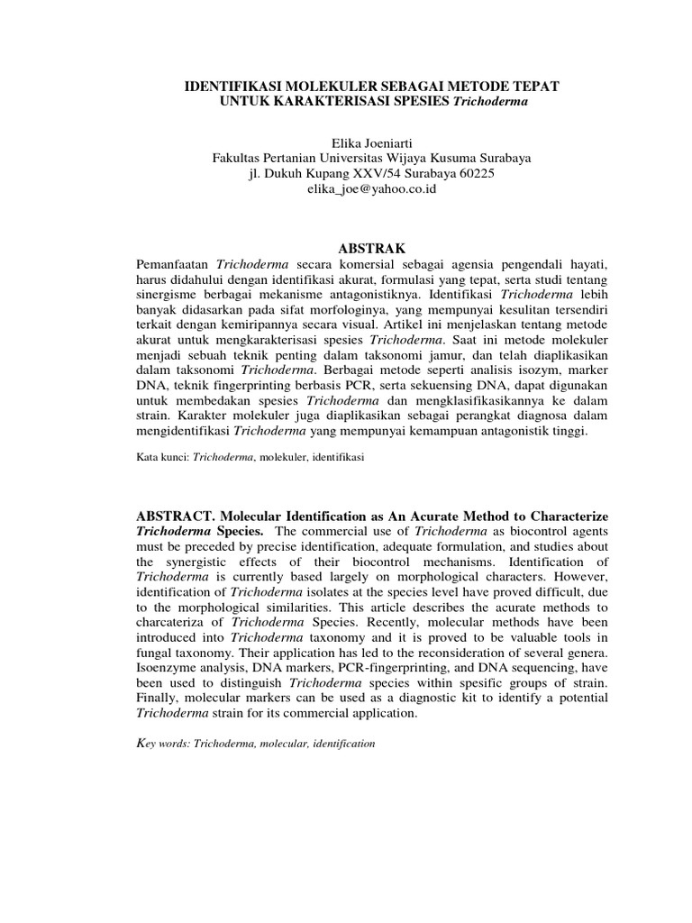 Identifikasi Molekuler Sebagai Metode Tepat Untuk Karakterisasi Spesies ...