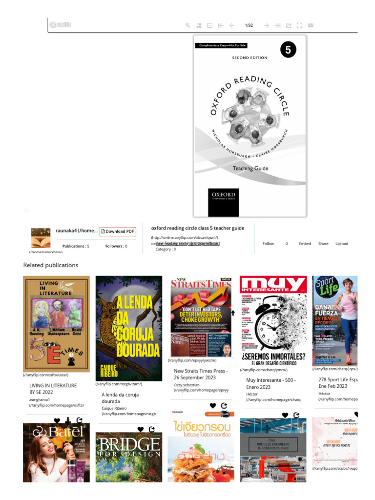 Oxford Reading Circle Grade 5 Guide | PDF