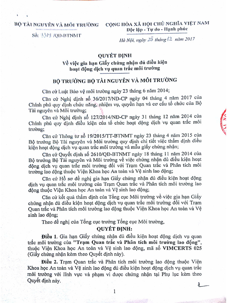 VIMCERTS 025 - Tram Lao Dong Gia Han | PDF