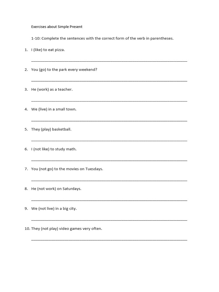 Exercises About Simple Present | PDF