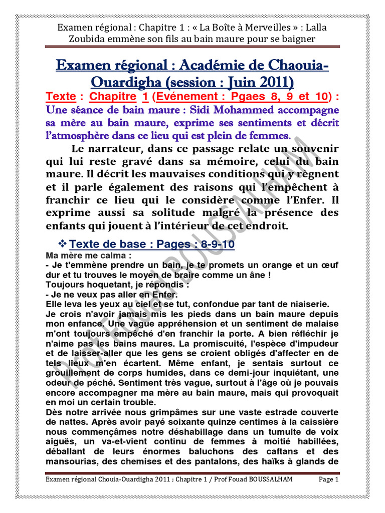 6ème Examen Régional, Chapitre 1, Régional La Boîte À Merveilles D'ahmed SEFRIOUI. Prof Fouad ...