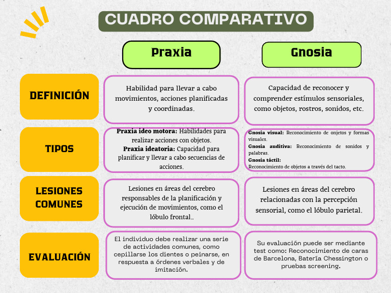 Cuadro Comparativo de Praxia y Gnosia | PDF