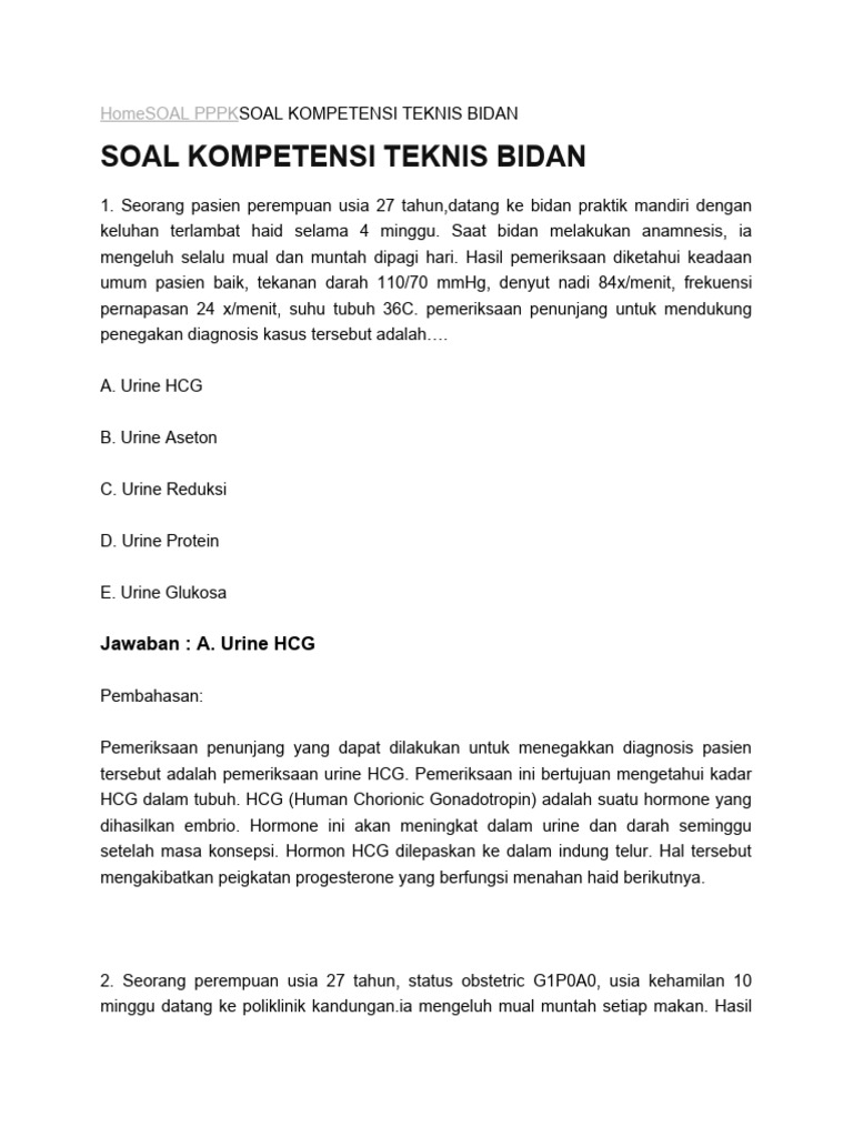 HomeSOAL PPPKSOAL KOMPETENSI TEKNIS BIDAN | PDF | Pengembangan Diri