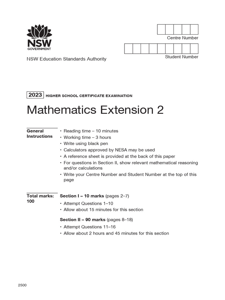 2023 HSC Maths Ext 2 | PDF | Mathematical Concepts | Mathematical Objects