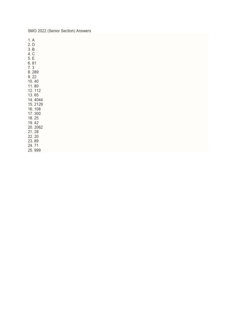Senior Section - First Round Answers - SMO Singapore Mathematical ...