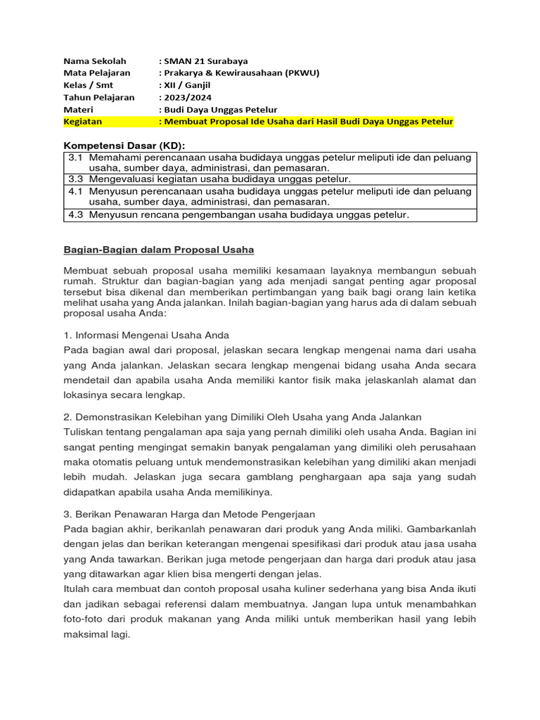 LKPD Proposal Ide Usaha | PDF | Bisnis