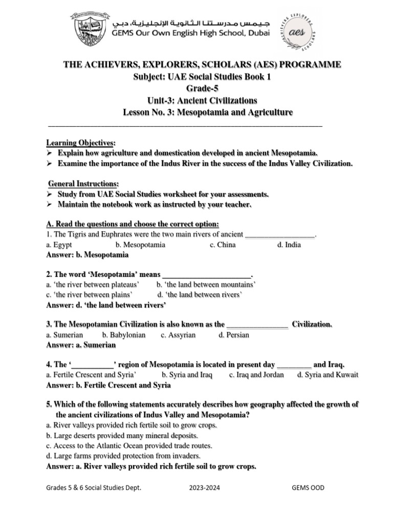 Mesopotamia and Agriculture | PDF | Mesopotamia | Fertile Crescent