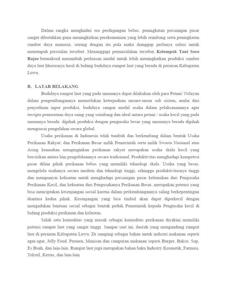 Proposal Rumput Laut | PDF