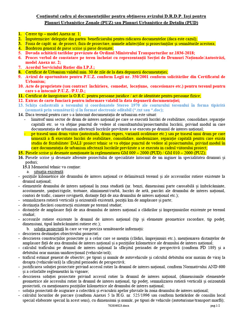 Continut Cadru PUZ PUD (1) (Repaired) | PDF