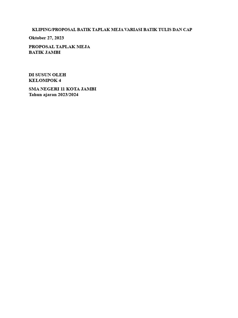 Proposal Batik | PDF | Art