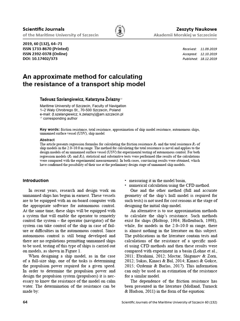 Szelangiewicz-Zelazny An Approximate 60-2019 | PDF | Ships | Regression ...